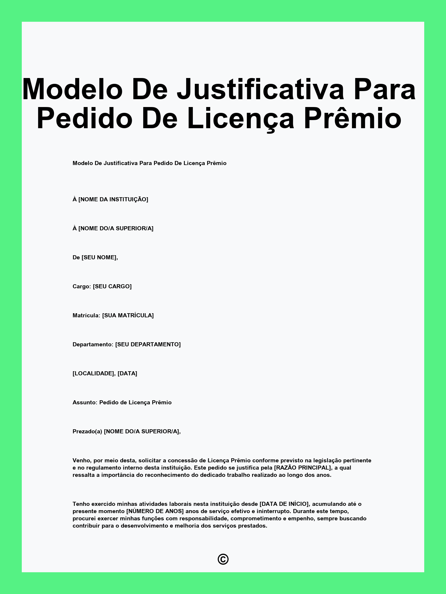 Modelo De Justificativa Para Pedido De Licença Prêmio