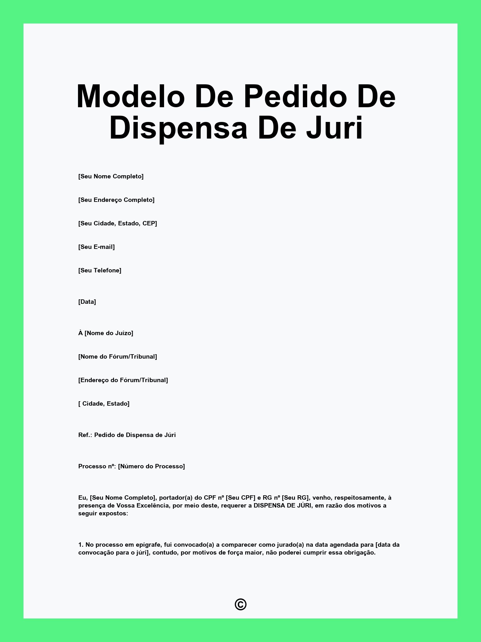 Modelo De Pedido De Dispensa De Juri